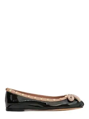 Valentino Garavani Rockstud Patent-leather Ballerinas - Black