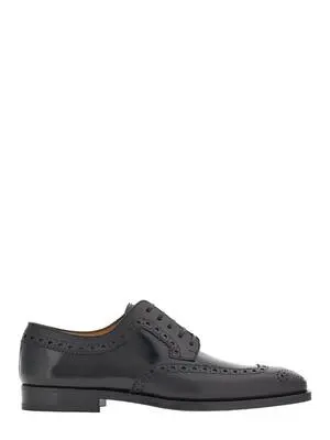 FERRAGAMO Tonal-stitching Leather Derby Shoes - Black