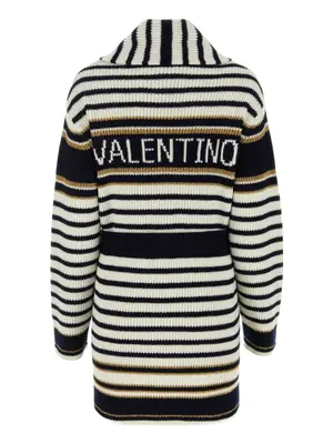 Valentino Garavani Striped Lurex Cardigan-coat - Blue