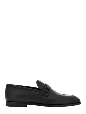 FERRAGAMO Gancini Buckle Leather Loafers - Black