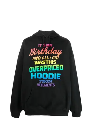 Vetements Rainbow Text-print Hoodie - Black