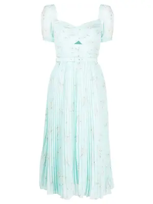 Self-Portrait Boucl Chiffon V-Neck Midi Dress In Beige - 55% Off |  Editorialist