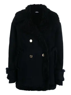 Thom Browne Double-breasted Shearling Pea Coat - Blue
