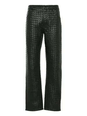 Bottega Veneta Intrecciato Leather Straight Trousers - Green