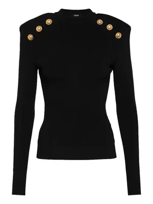 Balmain Embellished Knit Sweater - Black