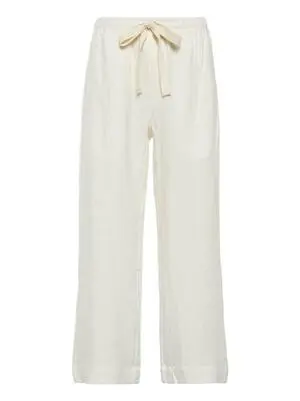 Commas Linen Wide-leg Pants - White