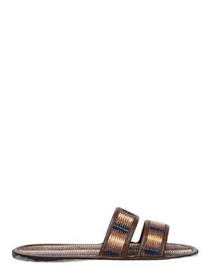 BODE Duotone Leather-trimmed Slides - Multicoloured