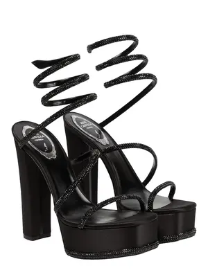 Rene Caovilla Cleo Embellished Platform Sandals - Black