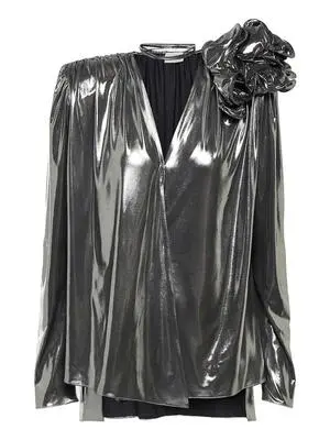 Magda Butrym Appliqué Metallic Blouse - Silver