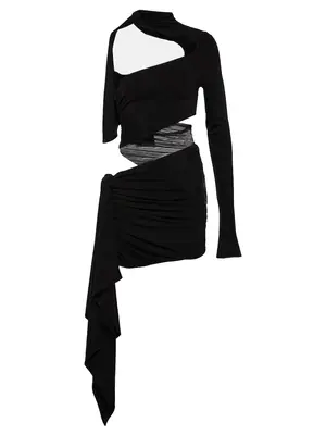 MUGLER Draped Cutout Minidress - Black