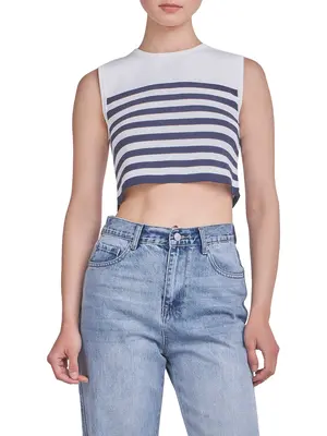 GREY LAB Grey Lab Stripe Crop Tank White/ Navy
