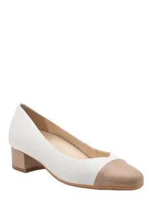 ARA Ara Nanette Block Heel Pump Cream Calf/sand Calf Toe