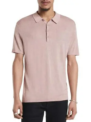 John Varvatos Chatham Regular Fit Textured Wool Blend Polo - Antique Pink