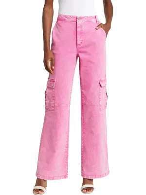 AFRM Maude Wide Leg Cargo Pants - Raspberry Rose