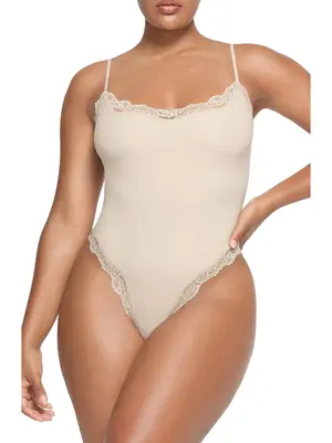 SKIMS SKIMS Fits Everybody Corded Lace Cami Bodysuit Stone