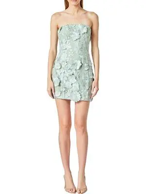 Endless Rose Floral Embroidered Strapless Sheath Dress - Sage