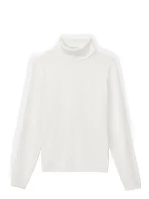 Lafayette 148 New York Crepe Relaxed Fit Turtleneck Sweater - Cloud