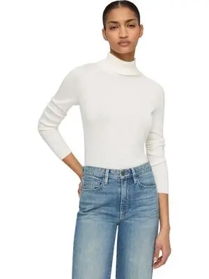 Lafayette 148 New York Crepe Relaxed Fit Turtleneck Sweater - Cloud