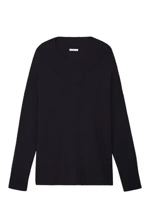 Lafayette 148 New York Cashmere Ribbed V-neck Sweater - Black