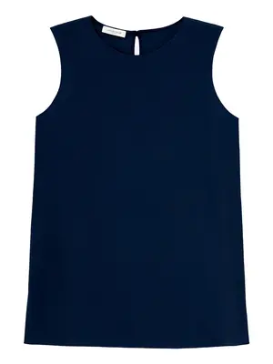 Lafayette 148 New York Sleeveless Silk Crepe De Chine Blouse Blue