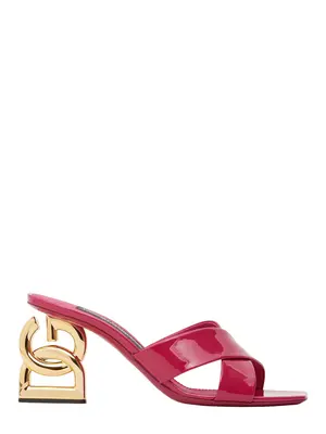 Dolce & Gabbana 75mm Patent Leather Mules Sandals Fuchsia