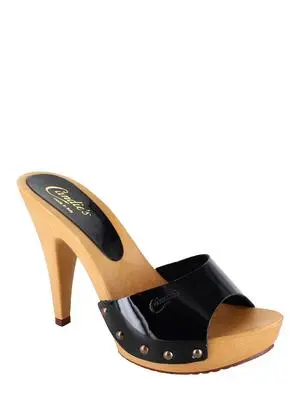 CANDIE'S Viviana Slide Sandal - Black Patent