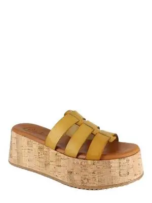 CANDIE'S Kalma Platform Slide Sandal - Mustard