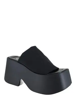 CANDIE'S Danna Platform Slide Sandal - Black Fabric