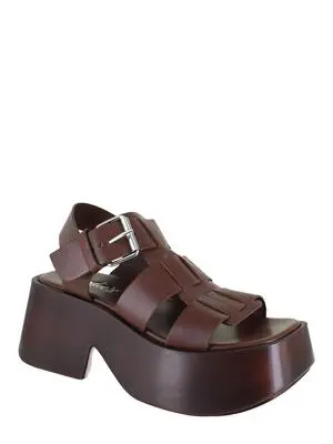 CANDIE'S Candie's Laura Platform Sandals Brown Leather