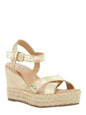 Dune London Espadrille Platform Wedge Sandal - Gold