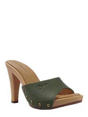 CANDIE'S Antonella Slide Sandal - Army Green Leather