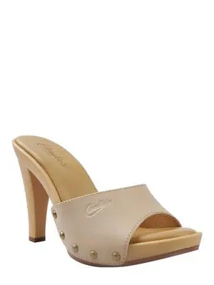 CANDIE'S Antonella Slide Sandal - Beige Leather