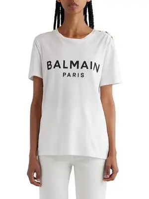 Balmain Balmain Cotton Logo Graphic T-Shirt Gab White/black