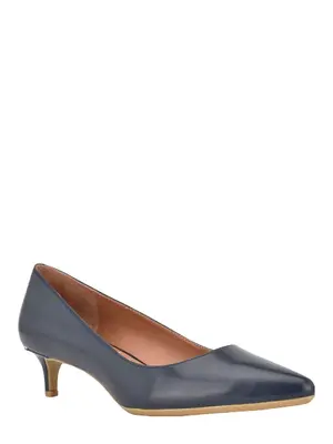 Calvin Klein Calvin Klein Gabrianna Kitten Heel Pumps Dark Blue Leather