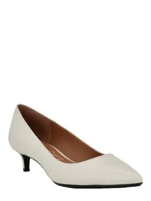 Calvin Klein Calvin Klein Gabrianna Kitten Heel Pumps Ivory Leather