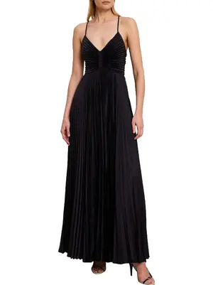 A.L.C. A.L.C. Aries Pleated Maxi Dress With Cutout Black