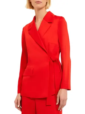 Misook Side Tie Blazer Sunset Red