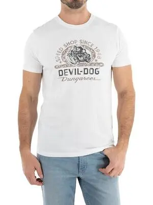 DEVIL-DOG DUNGAREES Speed Shop Graphic T-shirt - White