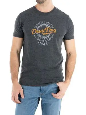 DEVIL-DOG DUNGAREES Gear Graphic T-shirt - Dark Heather Grey