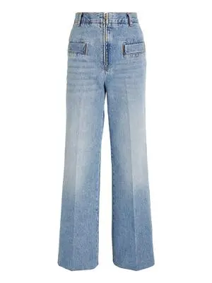 Sandro Zip Wide-leg High-rise Jeans - Blue