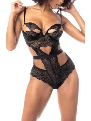 MAPALE Cutout Underwire Bodysuit - Black