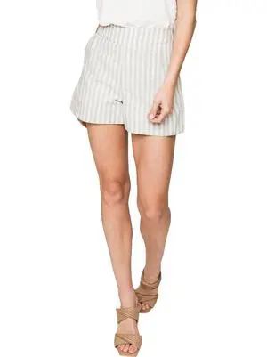 GIBSONLOOK Striped Flare Leg Shorts - Neutral Blue Stripe