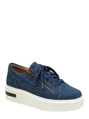Linea Paolo Kalula Denim Platform Sneakers - Dark Blue Denim