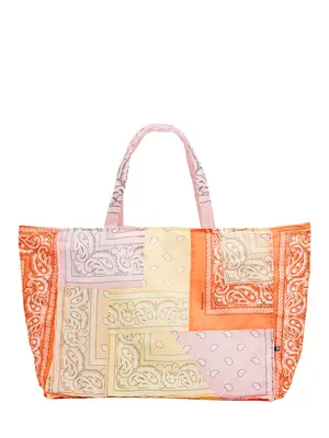 ARIZONA LOVE Cabas Bandana Patchwork Cotton Tote - Orange