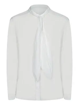 Tory Burch Long-Sleeve Viscose Georgette Blouse White