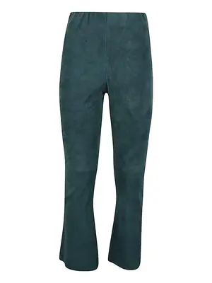 VIA MASINI 80 Via Masini 80 Fla Cropped Suede Trousers Green