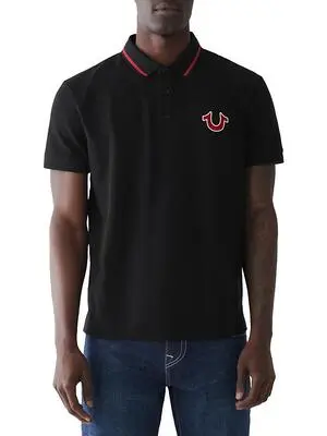 True Religion Logo Short Sleeve Polo - Jet Black