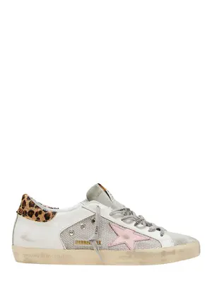 GOLDEN GOOSE Superstar Mixed Leather Low-Top Sneakers Light Silver Whit