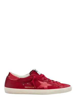 GOLDEN GOOSE Superstar Mixed Leather Low-Top Sneakers Red