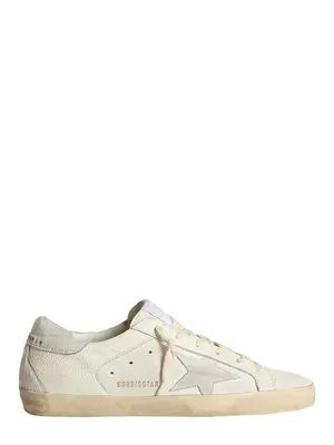 GOLDEN GOOSE Superstar Mixed Leather Low-Top Sneakers White/cream/silver